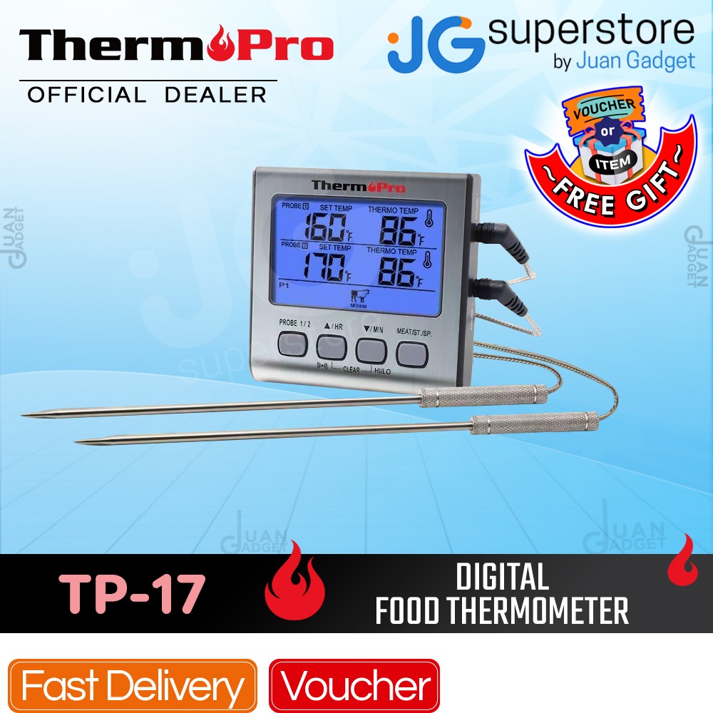 ThermoPro TP17 Dual Probe Digital Cooking Meat Large LCD Backlight Food ...