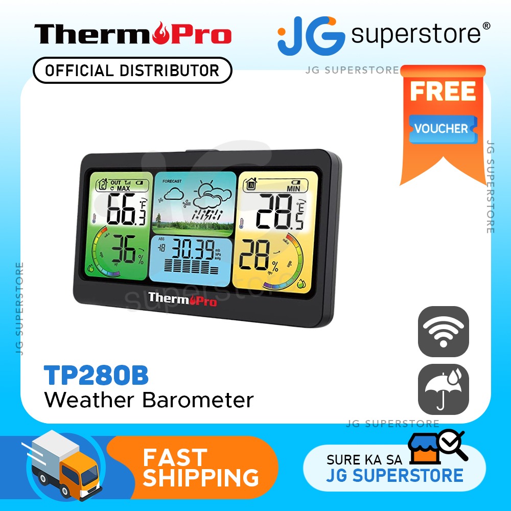 ThermoPro TP280B 1000ft Multi-Format Weather Forecast Barometer with ...