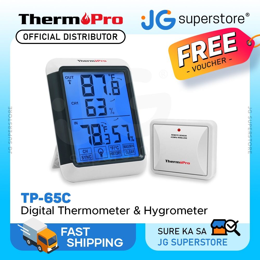 ThermoPro TP-65A TP65A Indoor Outdoor Digital Wireless Thermometer ...