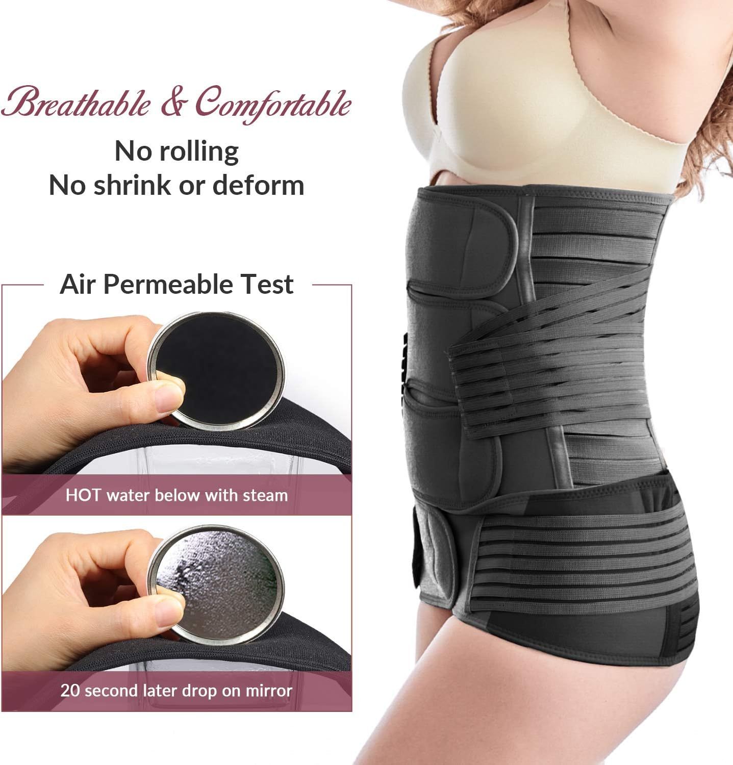 TiRain 2 in 1 Postpartum Belly Band Support Recovery Waist Belly Pelvis ...