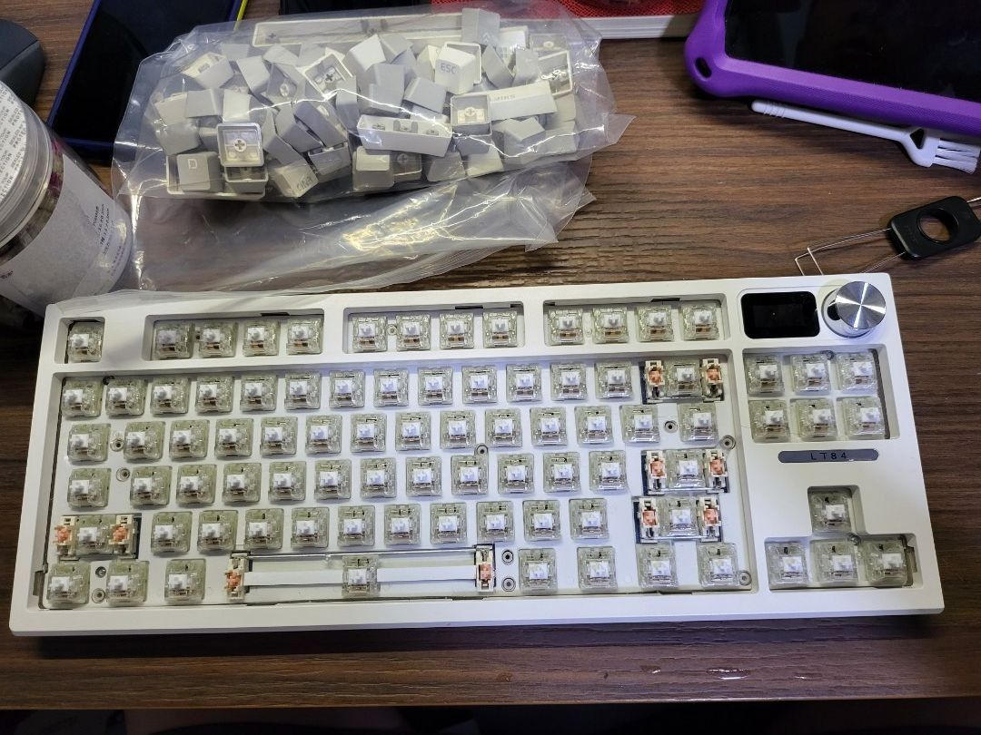 TKL mechanical keyboard triple mode bluetooth 2.4ghz wired with knob ...