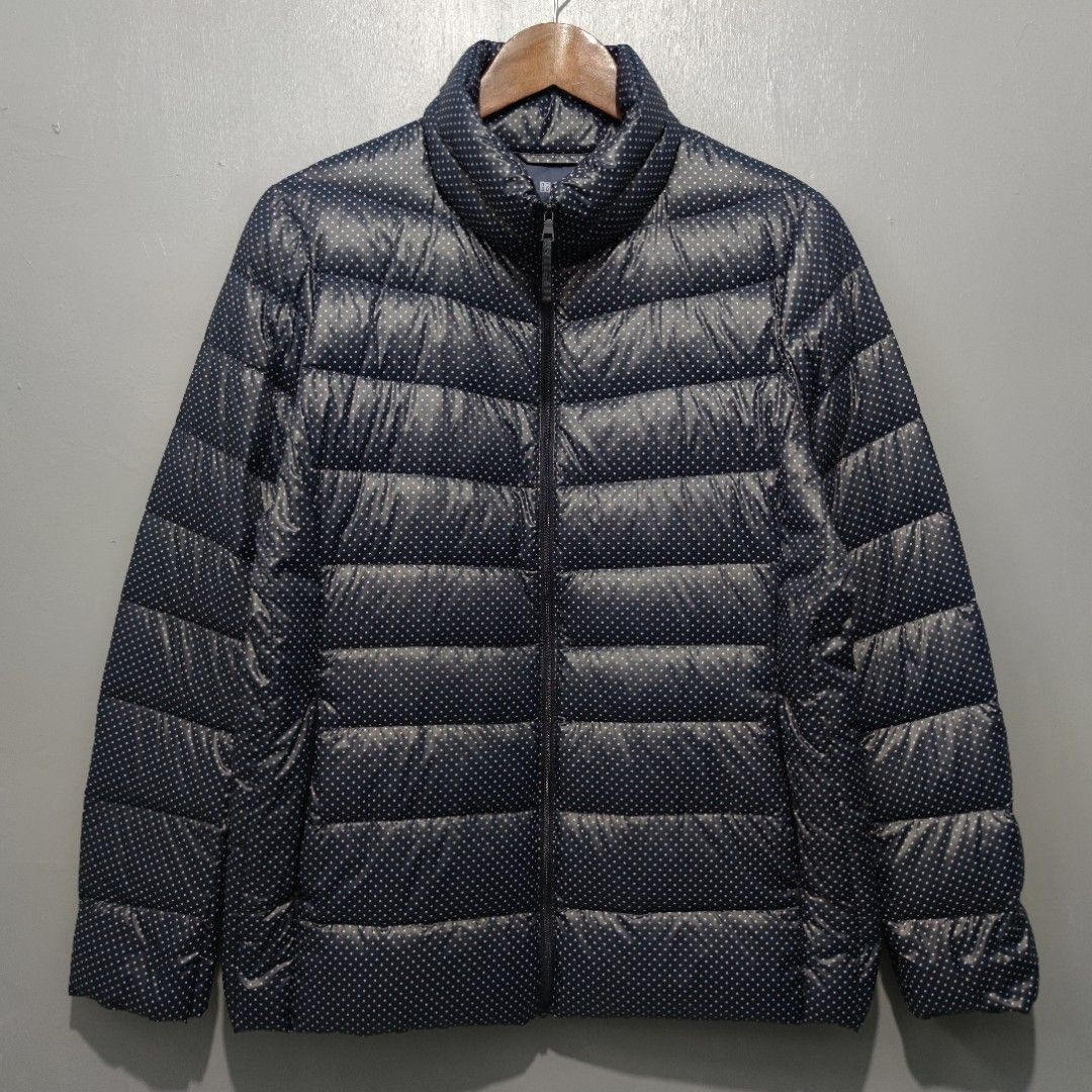 UNIQLO Ultra Light Down Puff Jacket Dotted Black White Size XL on Carousell
