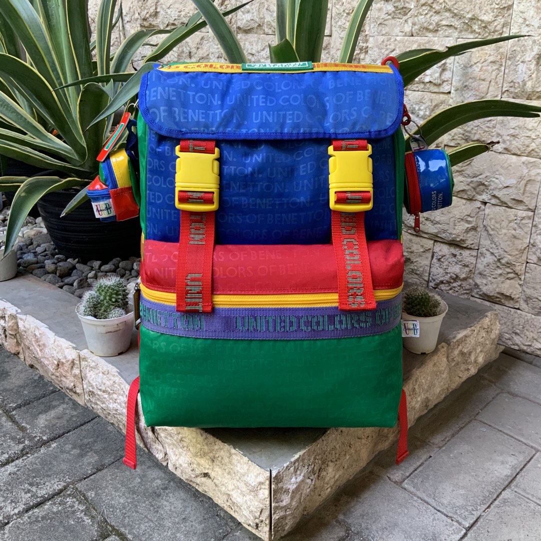 UNITED COLORS OF BENETTON VINTAGE UCB COLOR BLOCK BACKPACK RARE, Fesyen ...
