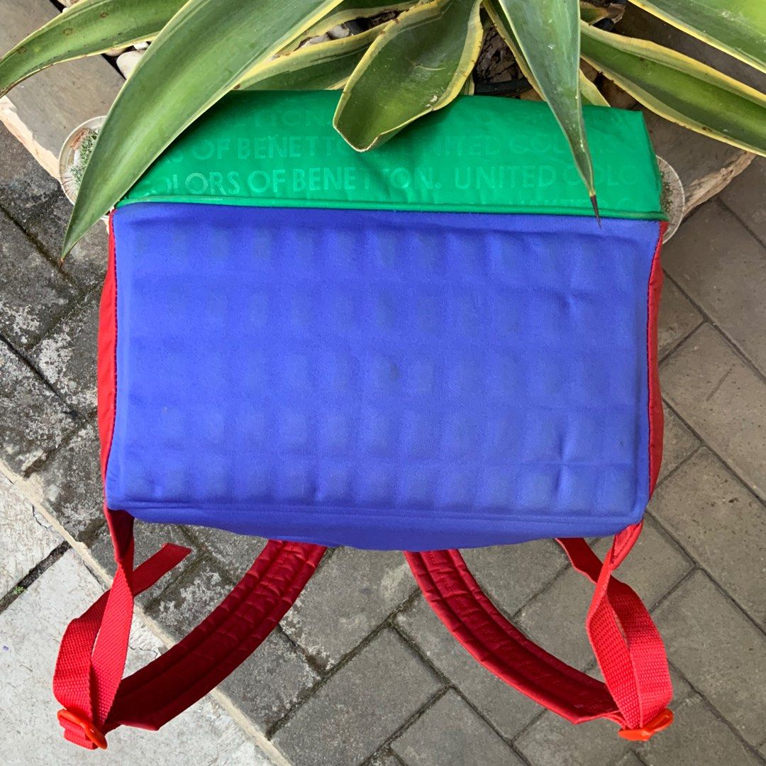 UNITED COLORS OF BENETTON VINTAGE UCB COLOR BLOCK BACKPACK RARE, Fesyen ...