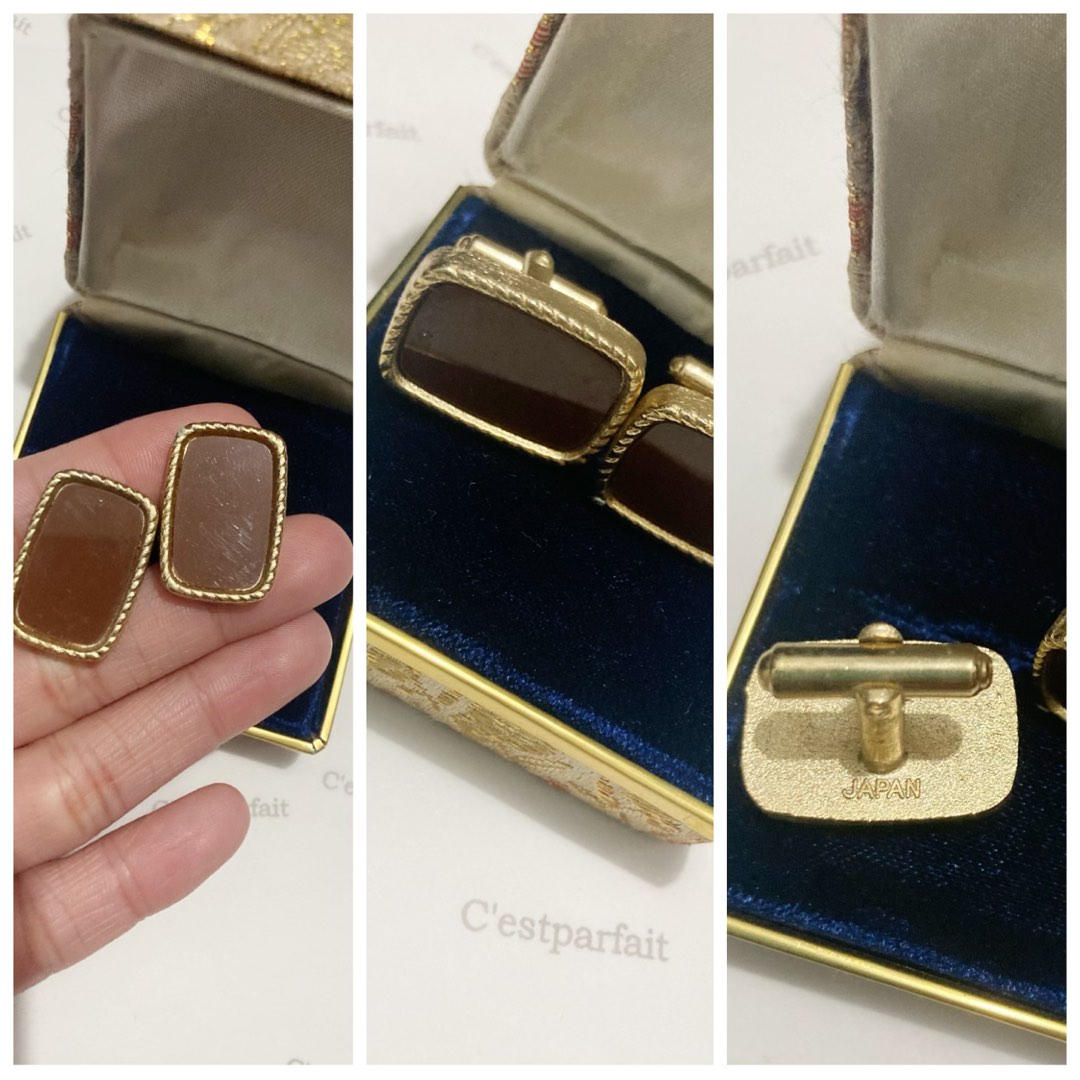 Vintage Gold Tone Enamel Cuff Links Signed Japan, Men's Fashion ...