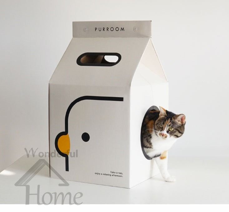 WH-0020 Cartoon Cat House Corrugated Cardboard Box Cat Scratch Board ...