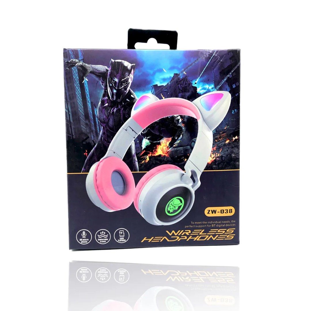 white pink cat ears headphone telinga kucing, Audio, Headphones ...