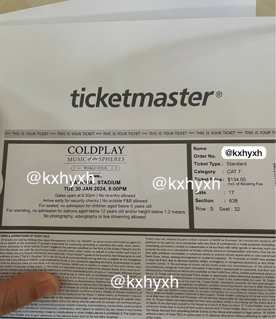 WTS X1 CAT 7 30 JAN COLDPLAY TICKET SINGLE TICKET SINGAPORE NATIONAL ...