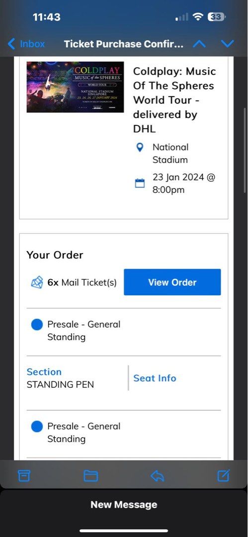 2x Coldplay standing tickets 23 jan, Tickets & Vouchers, Event Tickets ...