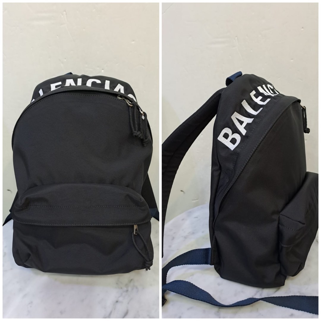 Authentic bags *BALENCIAGA WHEEL LOGO PRINT BACKPACK BLACK* 25x30x10 ...