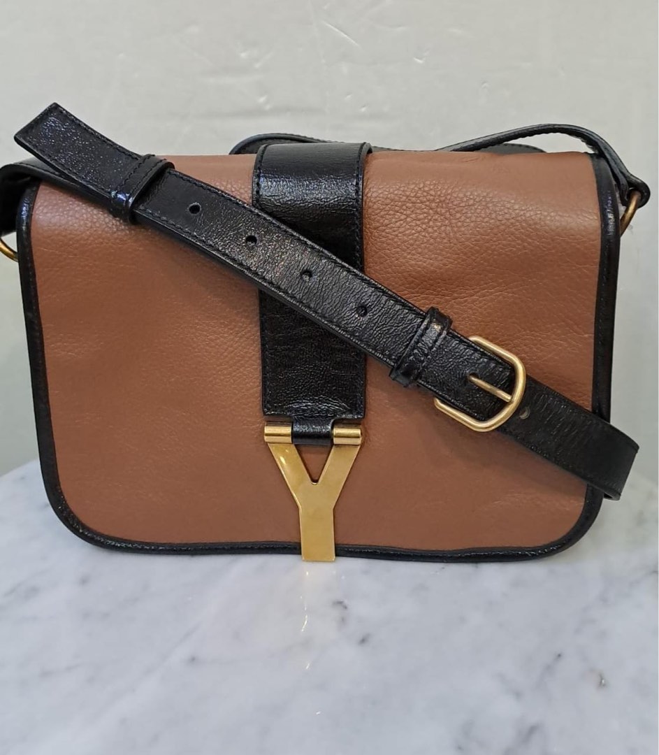 Authentic bags YSL CHIC LEATHER CROSSBODY 3 TONE BROWN BLACK BATA ...