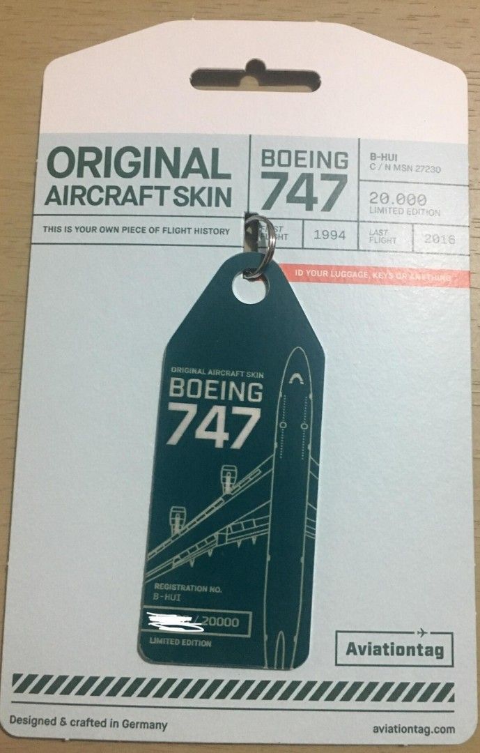 Aviationtag Cathay Pacific 747 green B-HUI (rare), Hobbies & Toys ...