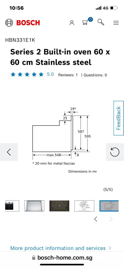 Bosch Built-in oven HBN331.1k, TV & Home Appliances, Kitchen Appliances ...