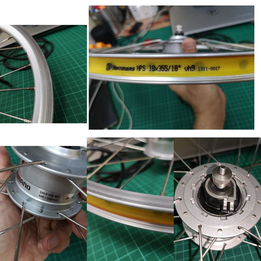 Brompton dynamo powered front wheel with lights and wiring, Sports ...