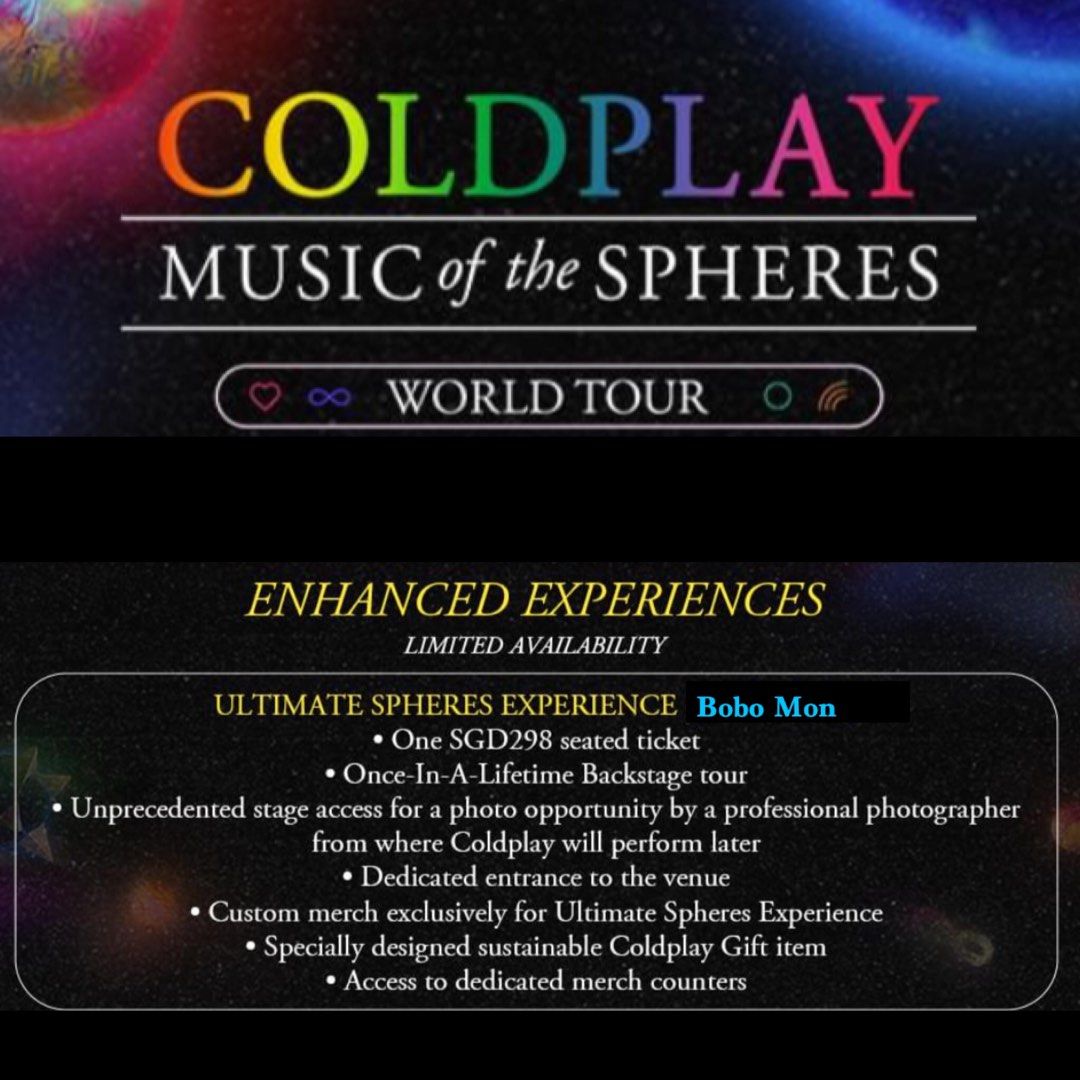 Coldplay - Backstage Tour Ultimate Spheres Concert Tickets!, Tickets ...