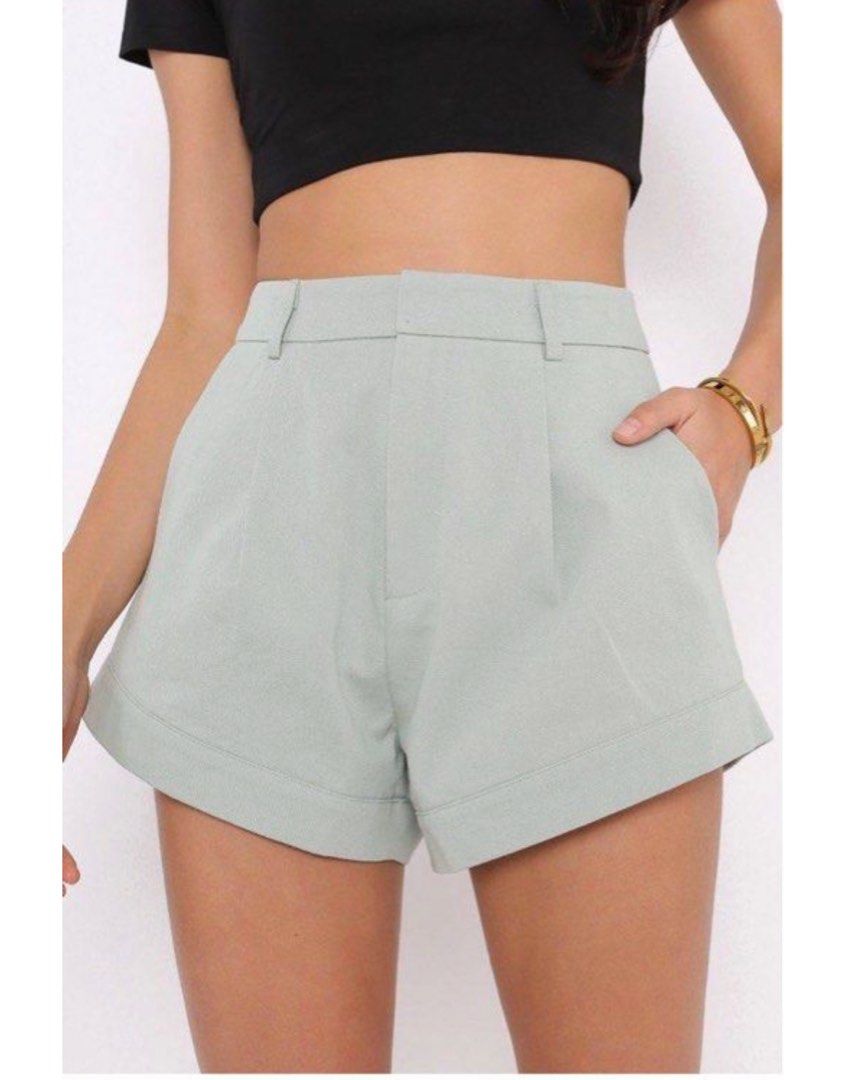 Charlie sage green shorts, Women's Fashion, Bottoms, Shorts on Carousell