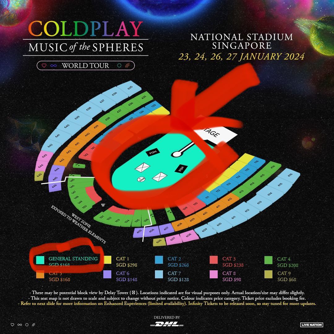 Coldplay 30 Jan 24 Standing Tickets x 4 pcs, Tickets & Vouchers, Event ...