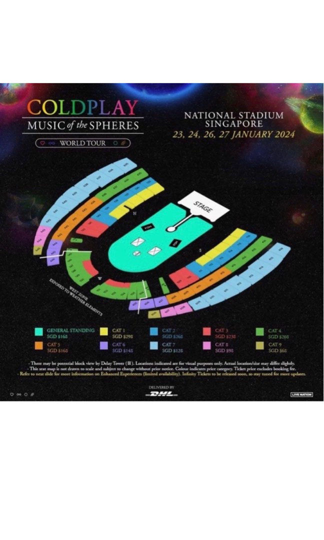 Coldplay Cat 8 Section 607, Tickets & Vouchers, Event Tickets on Carousell