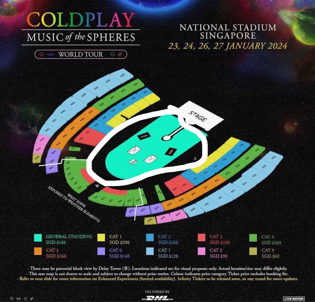 ColdPlay SG STANDING PEN | Tue, 23 Jan 2024, Tickets & Vouchers, Event ...