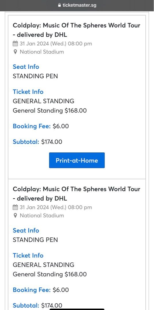 Coldplay Standing Ticket Singapore, Tickets & Vouchers, Event Tickets ...