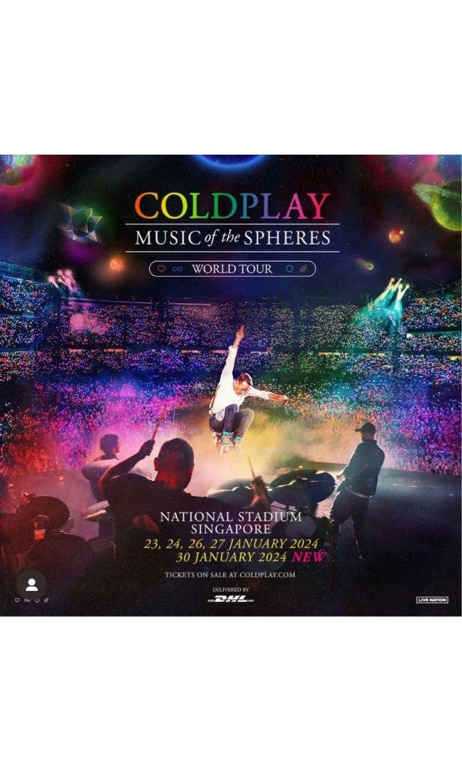 1 x Coldplay ticket - Cat 4 (31 Jan 2024, Wednesday), Tickets ...