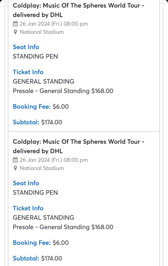 coldplay tickets 26, Tickets & Vouchers, Event Tickets on Carousell