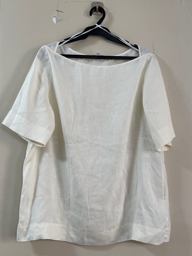 COS Boat Linen Top in Cream, Women's Fashion, Tops, Blouses on Carousell