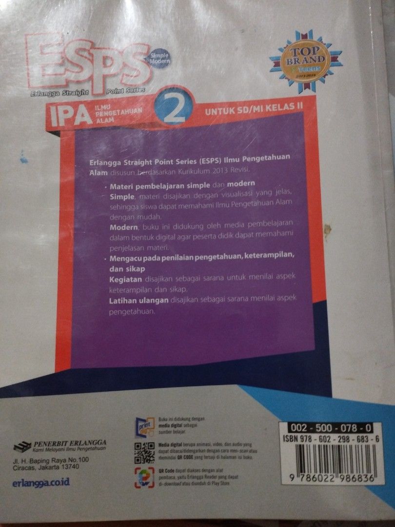 Esps erlangga ipa kelas 2, Buku & Alat Tulis, Buku Pelajaran di Carousell