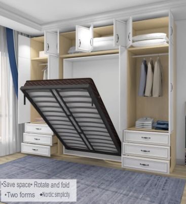 Euroman rotating invisible bed wall cabinet bed with wardrobe ...