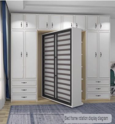 Euroman rotating invisible bed wall cabinet bed with wardrobe ...