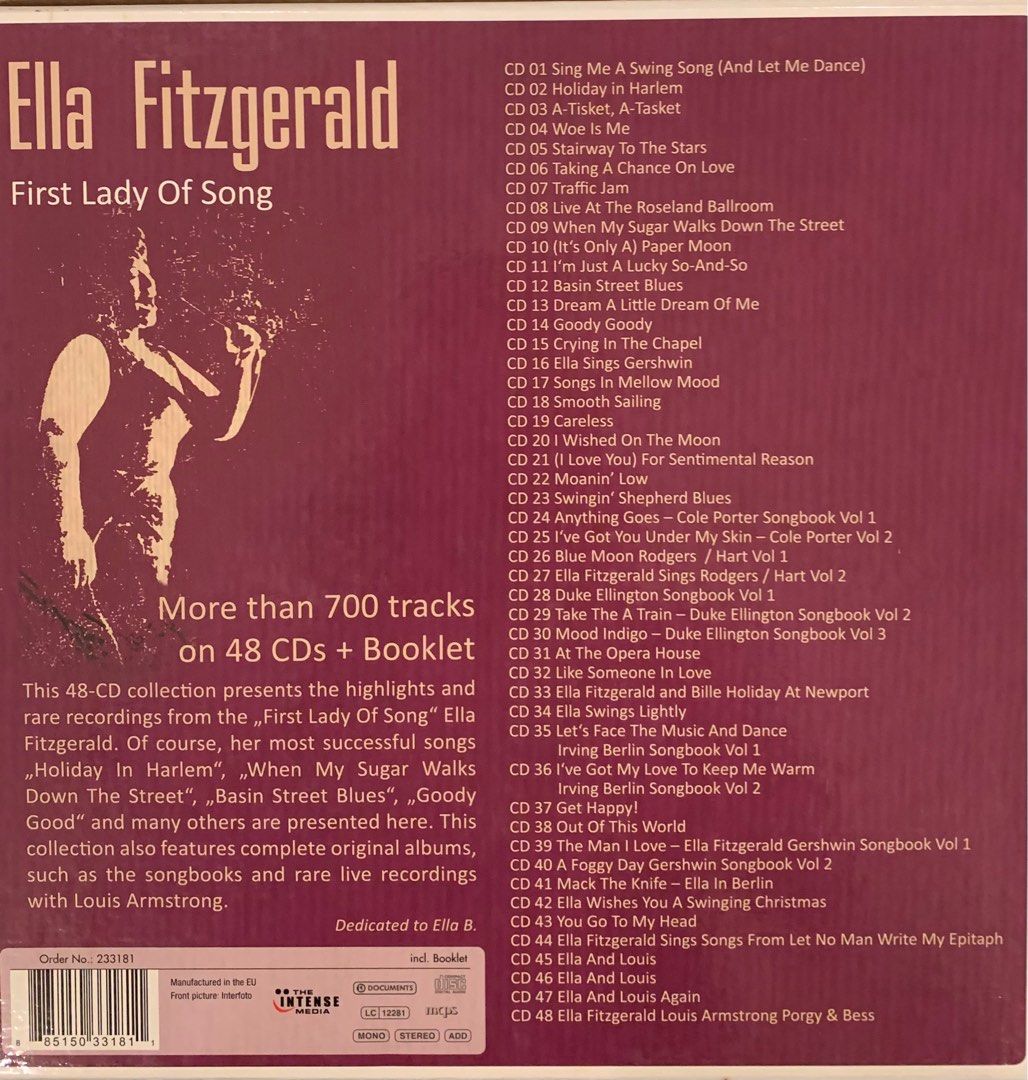First Lady of Song (48 CD Box Set) by Ella Fitzgerald (2012 - 10 - 22 ...