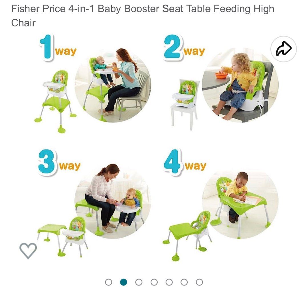 Fisher price 4in1 high chair booster seat table, Babies & Kids, Baby ...