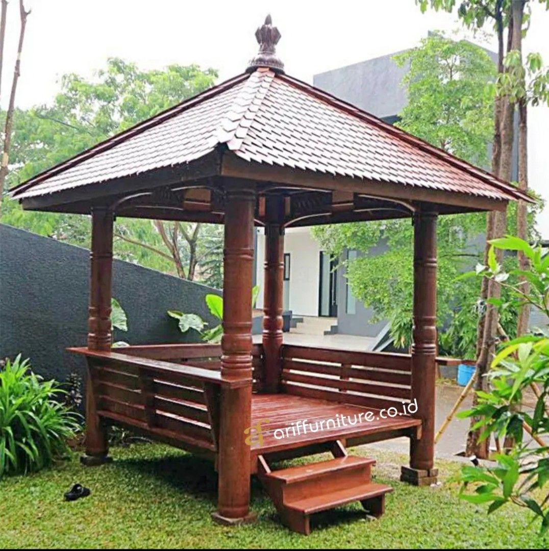 Gazebo Kayu Kelapa Saung Minimalis 2 x 2 Meter, Perabotan Rumah di ...