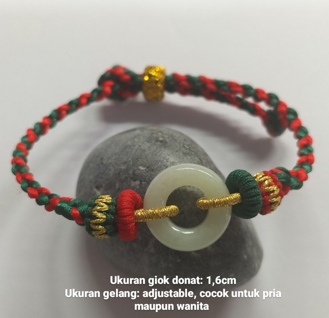 Gelang Giok Donat Jadeite Asli Simbol Kelancaran DK01, Fesyen Wanita, Aksesoris di Carousell