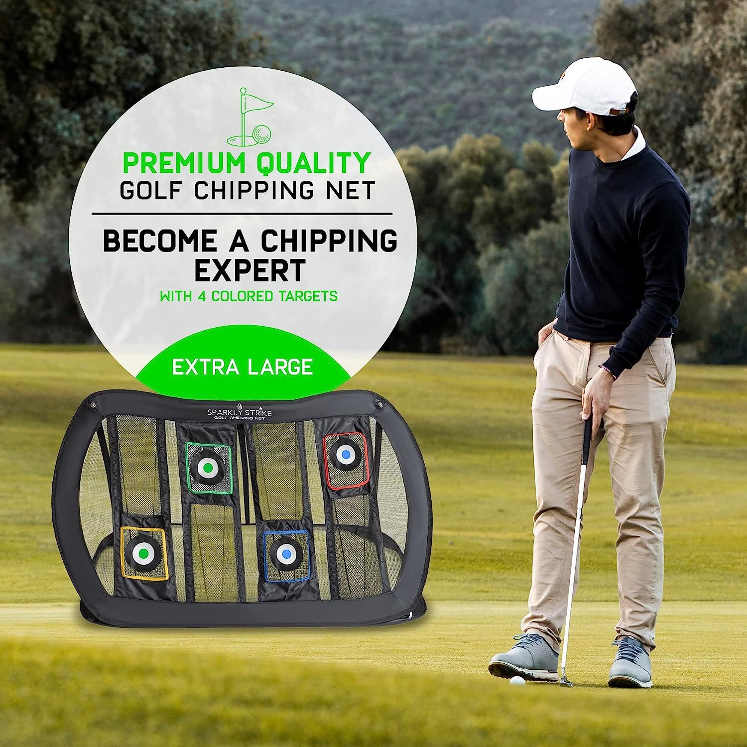 Golf Chipping Net - XL Size with 4 Targets. Practice Your Chipping And ...
