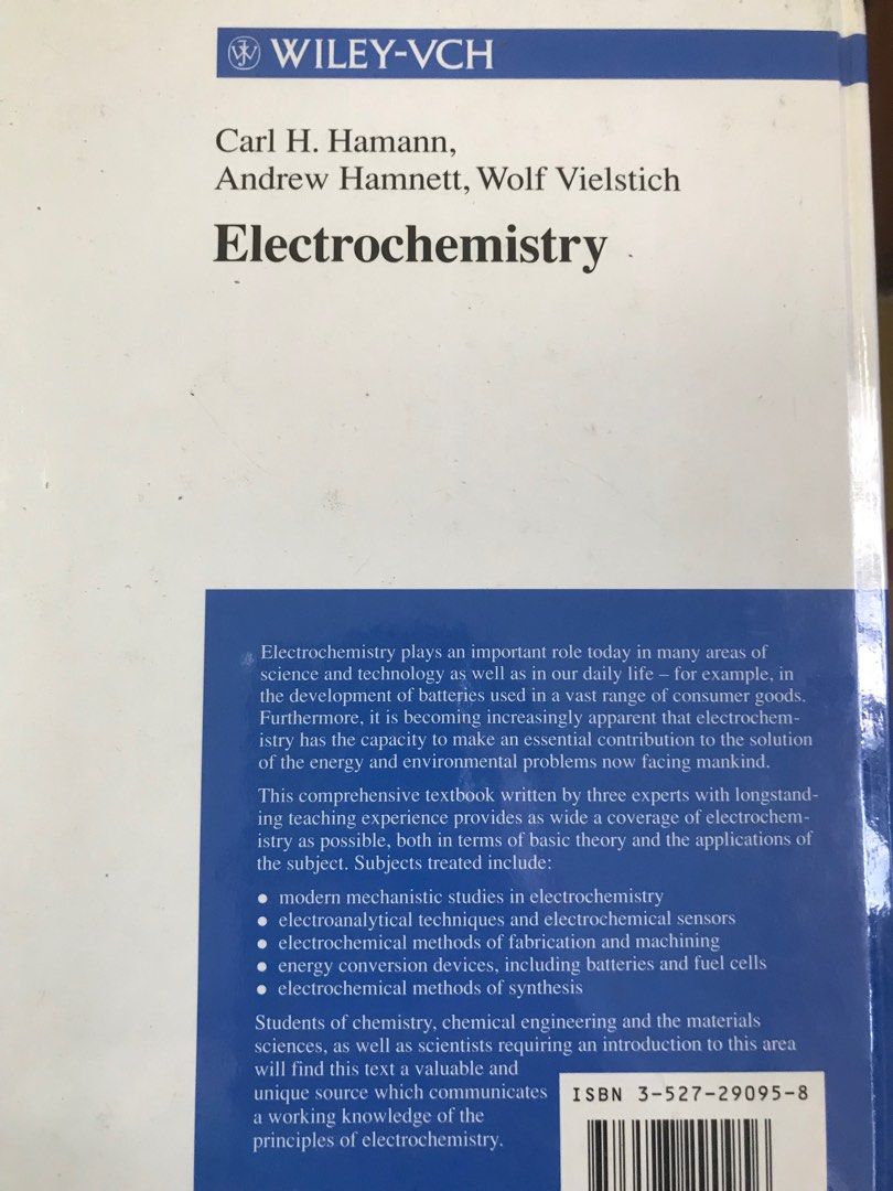 (Hard Cover) Electrochemistry by Carl Hamann et. al., Hobbies & Toys ...