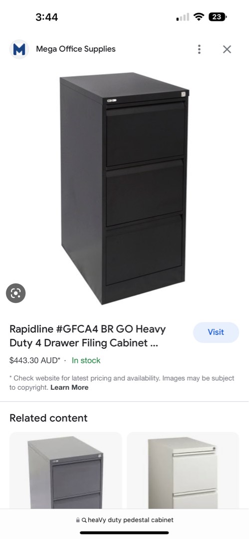 Heavy duty filing cabinet 3 drawer pedestal on Carousell