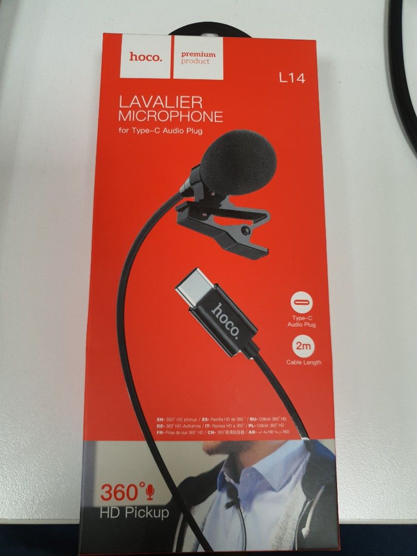 Hoco L14 Lavalier Microphone Type-C, Audio, Microphones on Carousell