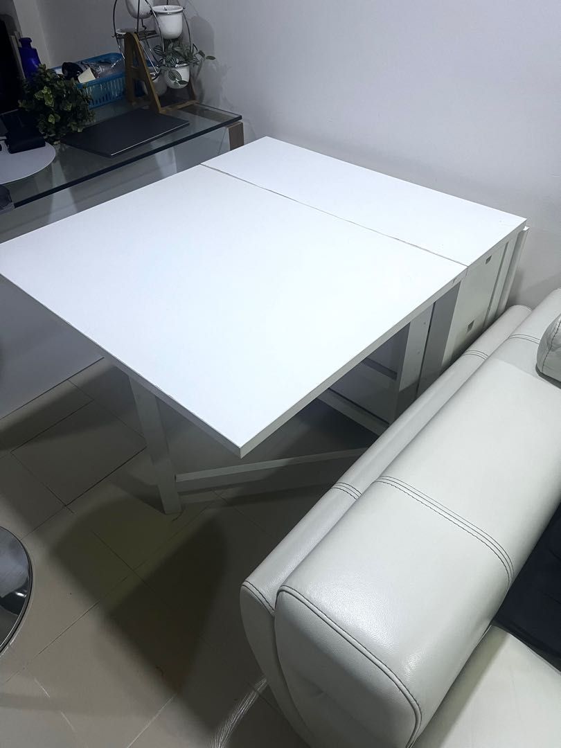 Ikea Norden gateleg foldable table White, Furniture & Home Living ...
