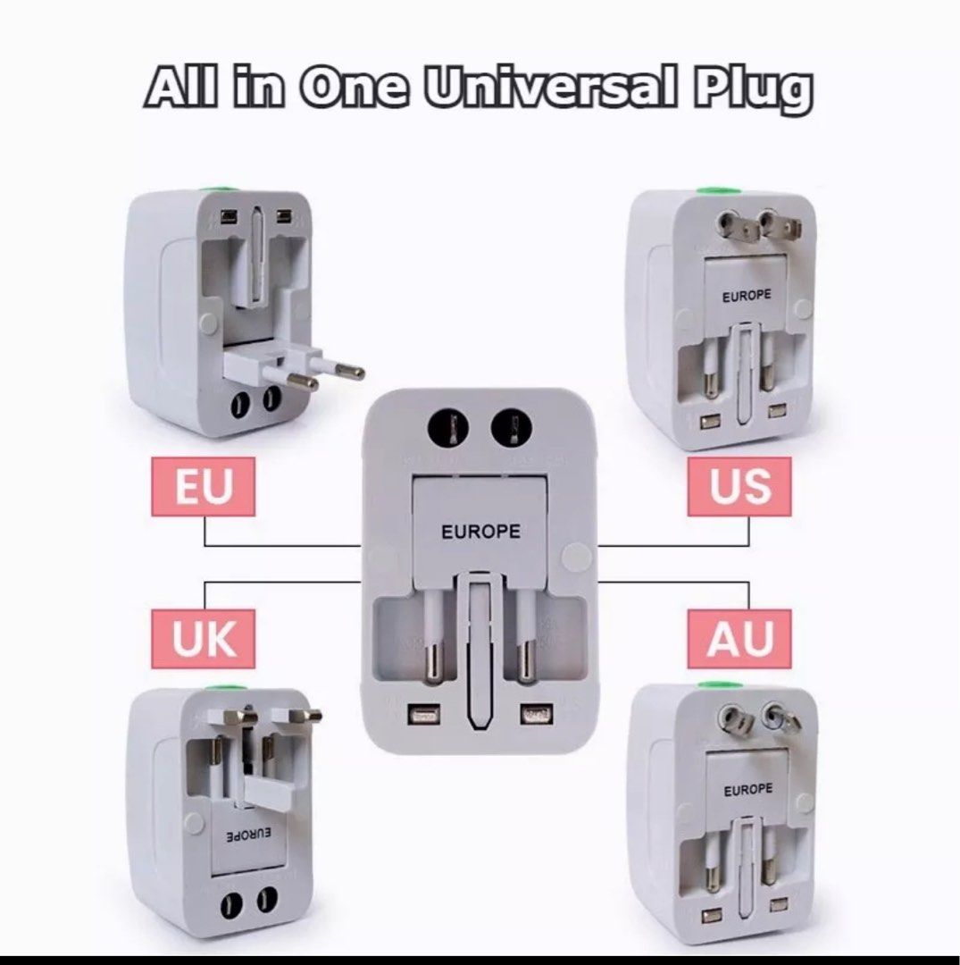 International Travel 2 USB Universal Adapter EU UK US AU Socket ...
