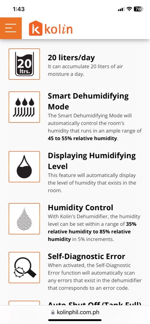 Kolin Dehumidifier 20L, TV & Home Appliances, Air Purifiers ...