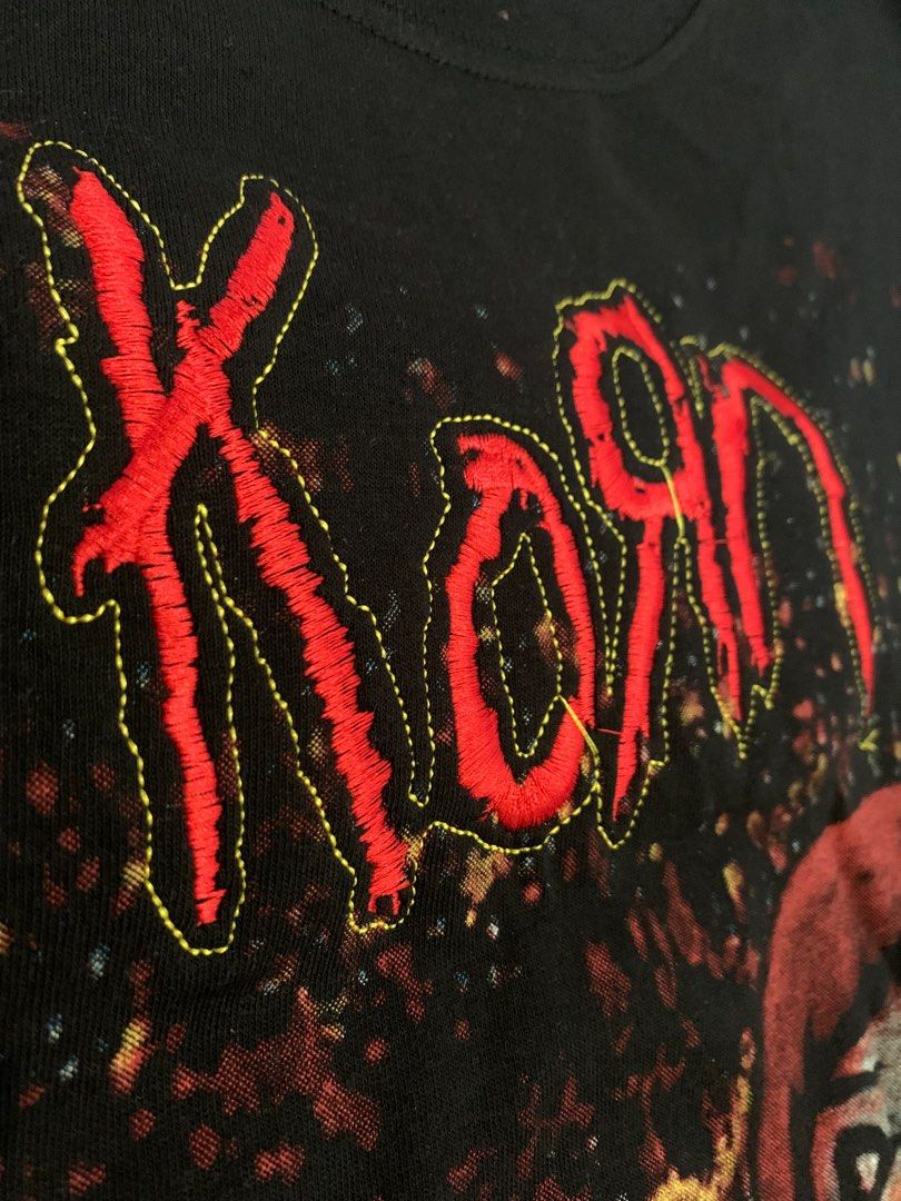 Korn Embroidered Band T-Shirt, Rock & Death, Print on Front & Back ...