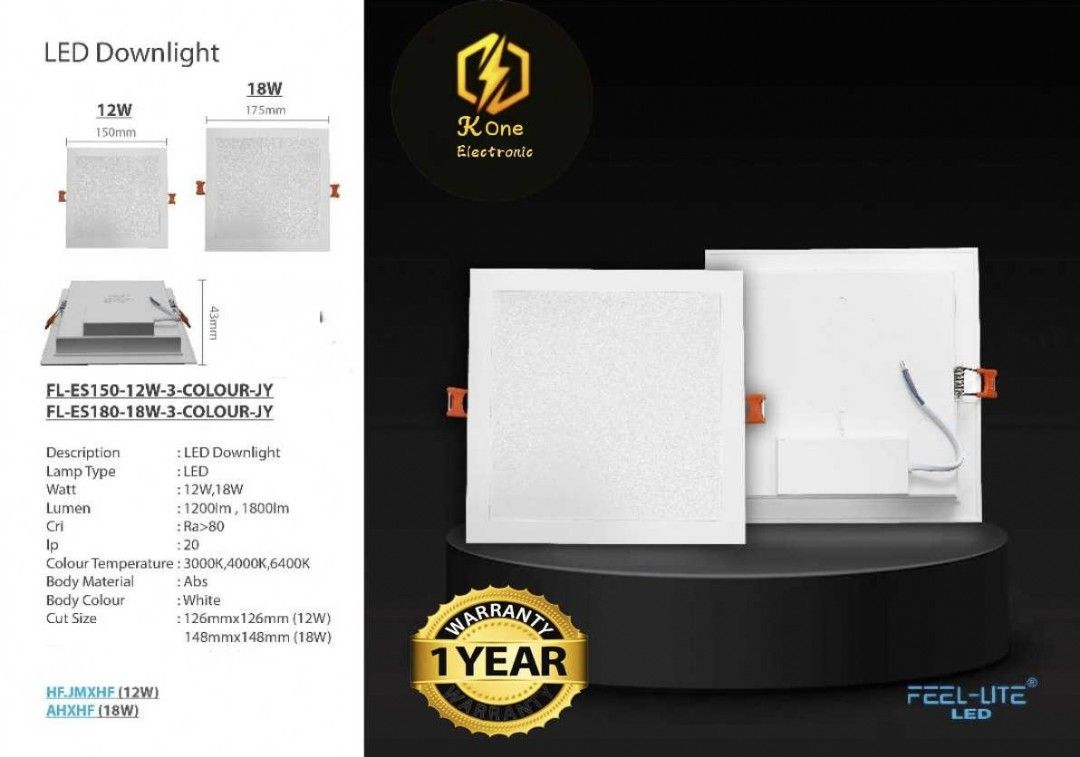 LED Downlight 3 Color / RGB / FEEL-LITE (5" & 6") (12W / 18W) Square ...