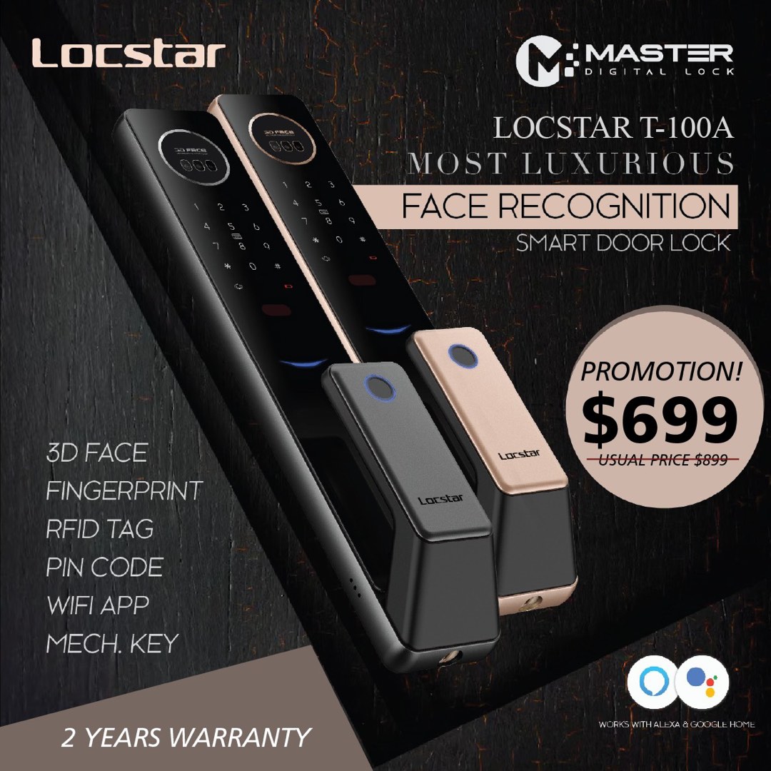 LOCSTAR WIFI SMART DIGITAL DOOR LOCK, Furniture & Home Living, Security ...