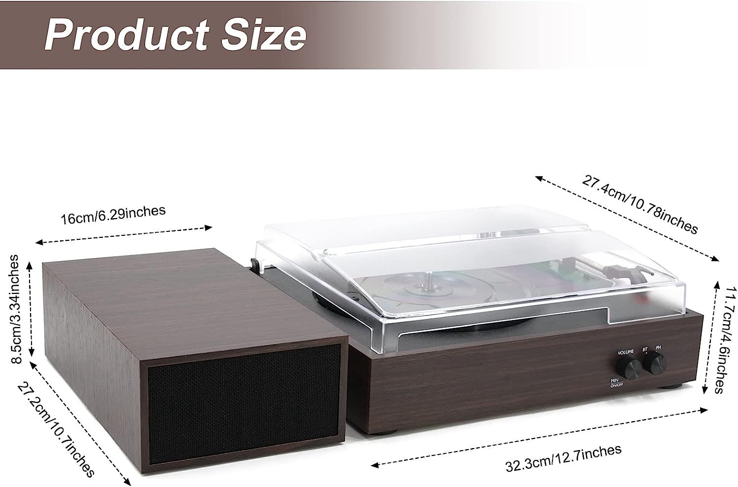 LP&No.1 Bluetooth Turntable Hi-fi System with Bookshelf Speakers, 3 ...