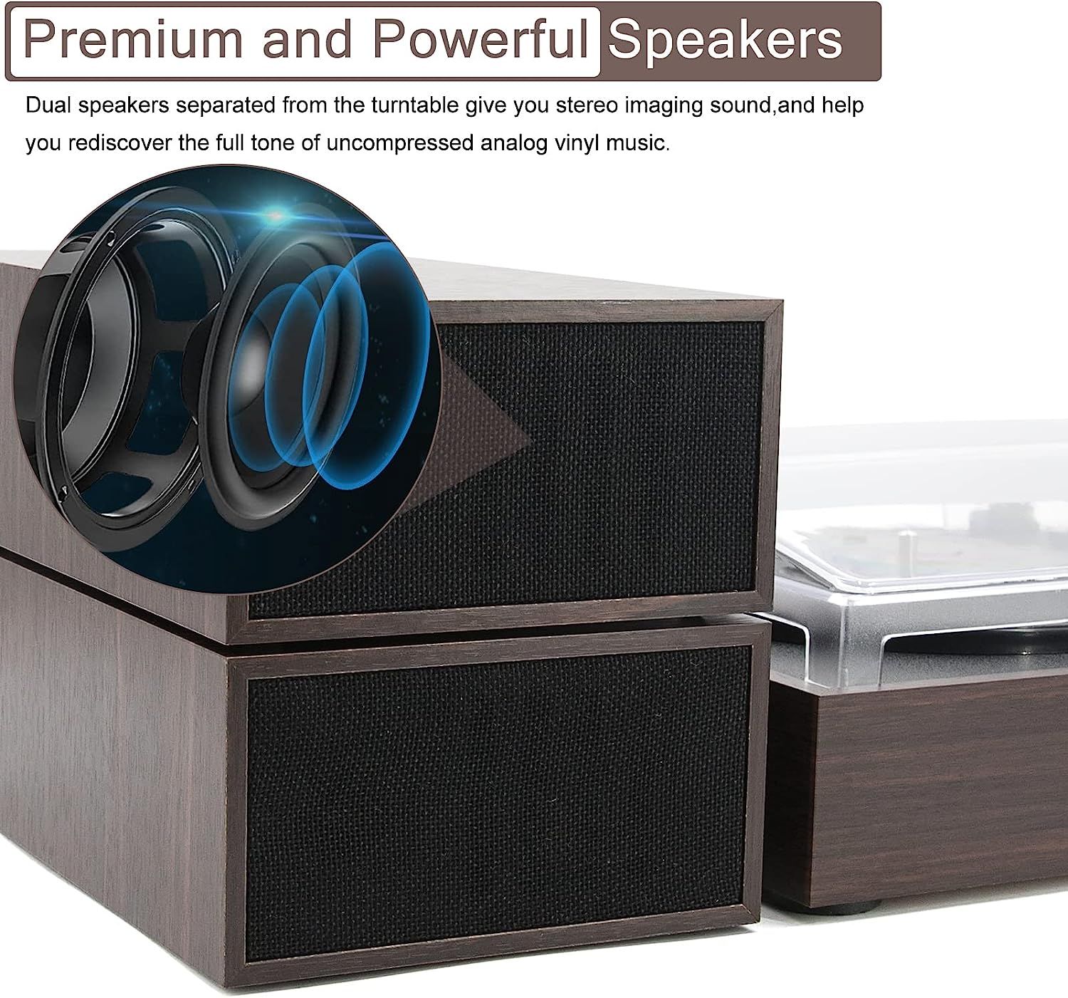 LP&No.1 Bluetooth Turntable Hi-fi System with Bookshelf Speakers, 3 ...