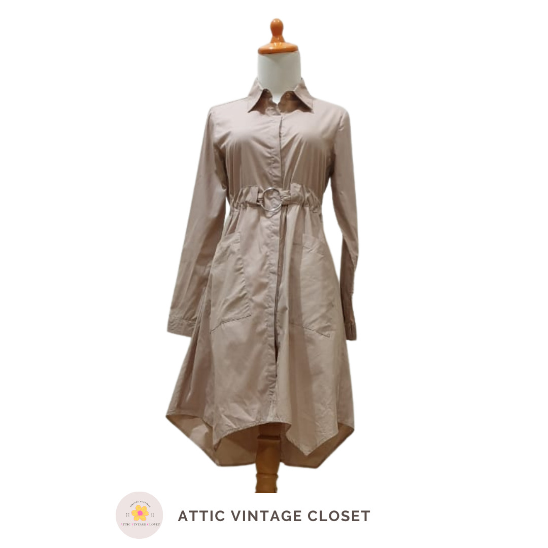 MINIMAL Light Brown Formal Dress | Office Wear, Fesyen Wanita, Pakaian ...