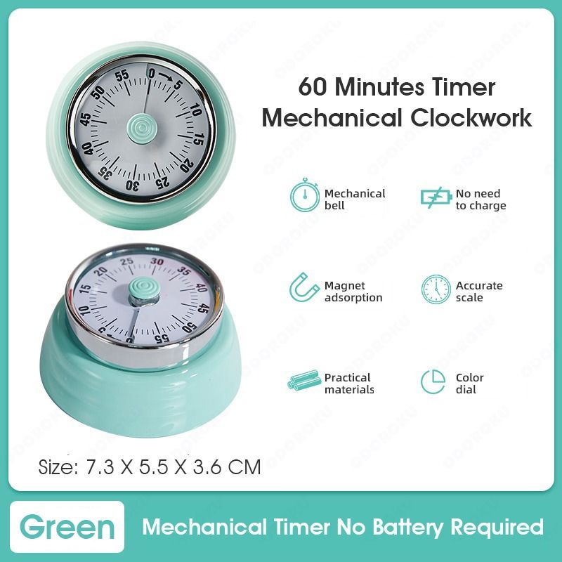 ODOROKU Magnetic Retro Kitchen Timer 1 Hour Timer Classic Mechanical ...