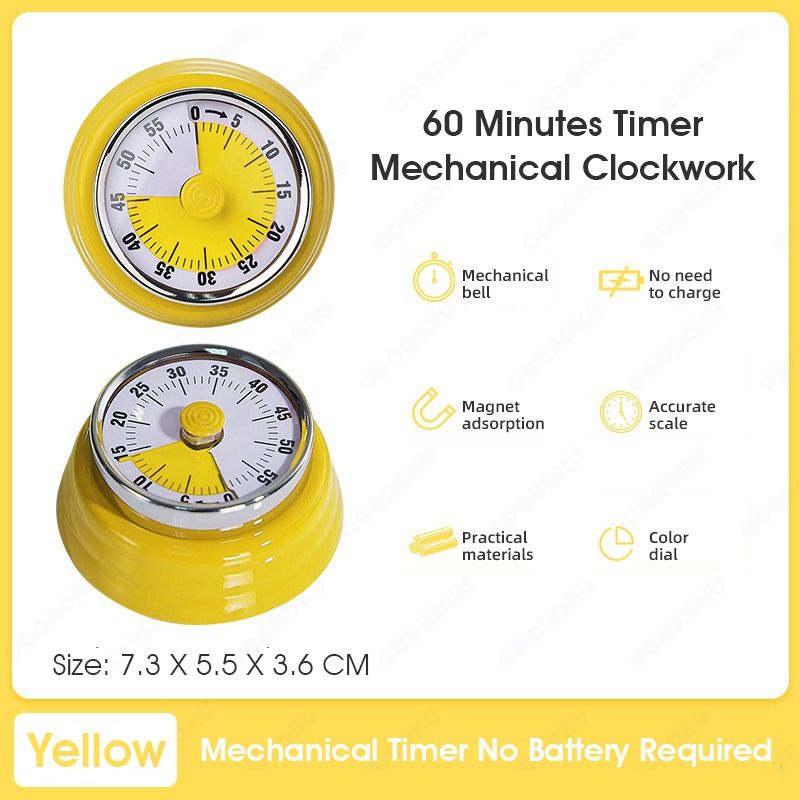 ODOROKU Magnetic Retro Kitchen Timer 1 Hour Timer Classic Mechanical ...
