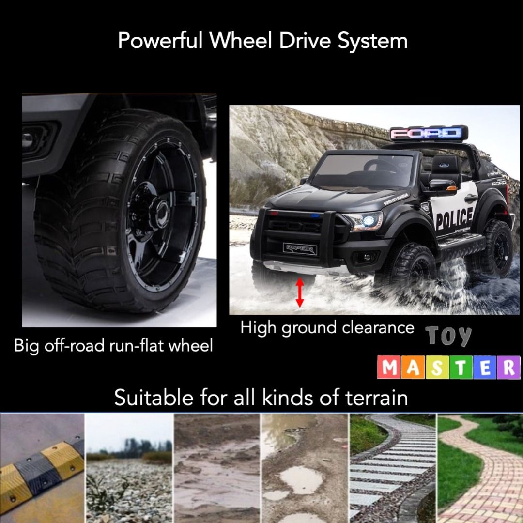 Official Ford Ranger Raptor Police Children / Kids Electric Ride On off ...